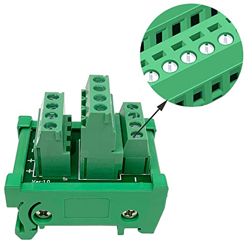 Jienk 2 in 4 Out Terminal Blocks Module, 25A DIN Rail Mounting Terminal Block Power Distribution Breakout Board for PLC Servo Power Amplifier