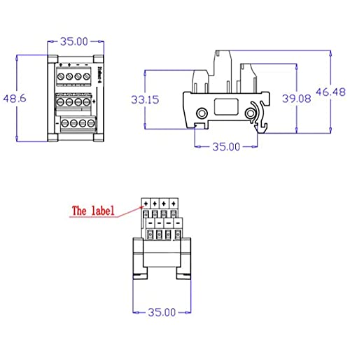 Jienk 2 in 4 Out Terminal Blocks Module, 25A DIN Rail Mounting Terminal Block Power Distribution Breakout Board for PLC Servo Power Amplifier