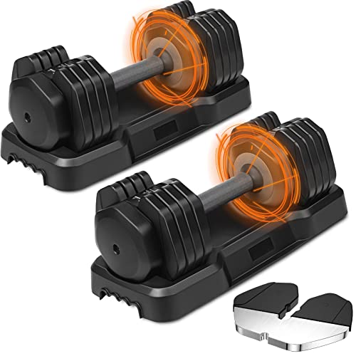 GIVIMO 30 lbs Adjustable Dumbbell Set of 2, Dumbbell Sets Adjustable Weights with Anti-Slip Fast Adjust Turning Handle for Men and Women, Dumbbells Pair for Home Gym Exercise,Black