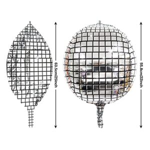 Disco Ball Balloons, 6 PCS, Disco Balloons, Disco Party Decorations, 22 Inch 4D Silver Disco Balloons, Disco Ball Decorations, Disco Ball Balloon, Disco Party Supplies, 70s 80s 90s Party Decorations