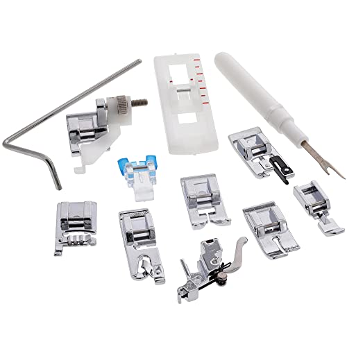 Sewable 12 Piece Presser Feet Set | Low Shank Snap On Sewing Machine Foot Set Fits Brother, Janome, Singer, Baby Lock, Kenmore, and Other Low Shank Machines