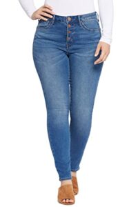 seven7 women's misses exposed button skinny, tiernan