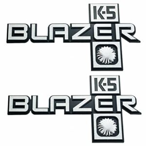 set of 2 k5 blazer front fender emblem 3d logo badge replacement for 1981-1987 blazer truck models 14051844 (silver black)