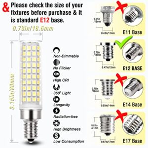 ALIDE E12 100w Replacement LED Candelabra Bulbs C7,6000K Daylight Bright Cool White,1200 Lumen T6 E12 10W LED Chandelier Light Bulbs for Ceiling Fan Pendant Lighting Salt Lamp,Non-dimmable,5 Pack