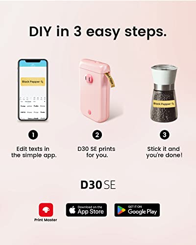 Label Maker Machine with Tape - D30 SE (Piggy), Portable Mini Bluetooth Label Printer, Easy & Quick Edit, Multiple Templates in Phone App - Same Function, Cute Look, Made for Home & Office, +80 labels