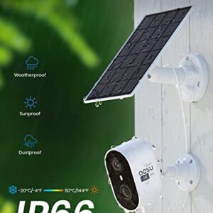 AOSU 2K Solar Security Cameras Wireless Outdoor, Solar Outdoor Camera for Home Security, WiFi Camera with Color Night Vision, PIR Human Detection, 2-Way Talk, IP66 Waterproof, Compatible with Alexa