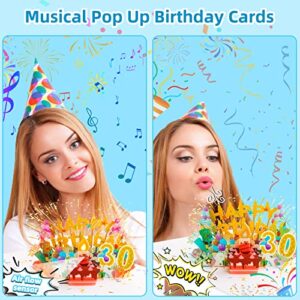 30th Musical Birthday Card with Light & Blowable Candle, Pop-Up Birthday Card for 30 Years Old Male Female, Applause Cheers Sound Effect - Unique Greeting Card 30 Bday Gift Ideas for Women Men