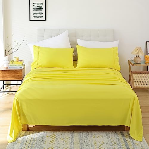 Whitney Home Textile Twin Sheet Set - 3 Piece Soft Microfiber Bed Sheets for Twin Size Bed, Fit Deep Pocket Cooling Sheets and Pillowcase Set, Hotel Durable Wrinkle Free Sheets