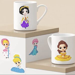 PICNICFUN Diamond Painting Stickers for Kids,24 PCS 5D DIY Cartoon Princess Diamond Painting Kits Handmade Digital Paint Rhinestone Mosaic Sticker Making for Kids Gift,Children Art Craft for Kids