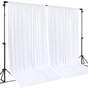 wish care white backdrop curtains 2 panels, 10 feet wrinkle-free polyester photography backdrop drapes for wedding party background decorations- 8ftx10ft (white)