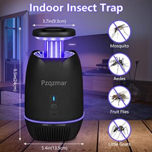 Pzqzmar Fruit Fly Trap,Electric Bug Zapper Indoor Insect Trap,Bug Catcher for Fruit Flies,Flying Insect,Mosquito,Gnat,Moth,Fly Mosquito Killer Lamp for Home House,UV Light&Sticky Glue,Plug-in(Black)