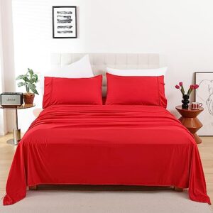 whitney home textile twin sheet set - 3 piece soft microfiber bed sheets for twin size bed, fit deep pocket cooling sheets and pillowcase set, hotel durable wrinkle free sheets