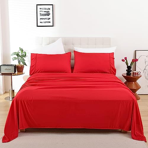 Whitney Home Textile Twin Sheet Set - 3 Piece Soft Microfiber Bed Sheets for Twin Size Bed, Fit Deep Pocket Cooling Sheets and Pillowcase Set, Hotel Durable Wrinkle Free Sheets