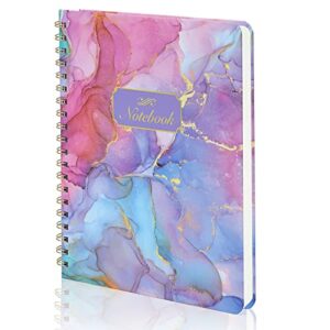 eoout spiral notebook journal for women 10.5" x 8.5" marble college ruled notebook with large pockets and lined pages, hardcover spiral journal for school office home gifts