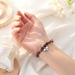 JOGDIAM 30th Birthday Gift for Her Heart Bracelet Birthday Gifts for Women Natural Strone Bracelet for Friend Wife Daughter