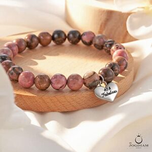 JOGDIAM 30th Birthday Gift for Her Heart Bracelet Birthday Gifts for Women Natural Strone Bracelet for Friend Wife Daughter