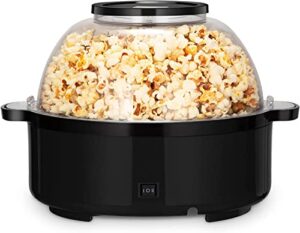 kitchen large microwave popcorn maker, hot-oil popcorn popper maker with nonstick plate & stirring rod, large lid for serving bowl and two measuring spoons, 16-cup for home christmas party kids,red