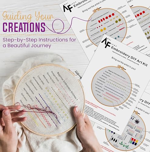 ARTIFICAY 4Set Embroidery kit for Beginners with Embroidery Patterns, Embroidery Kits for Kids, Needlepoint Kits for Beginners, Beginner Embroidery kit for Adults, Ideal Hand Embroidery kit to Learn