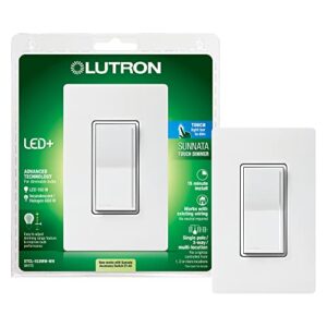 lutron sunnata touch dimmer switch with wallplate with led+ advanced technology, for led and incandescent, 3 way/multi location, stcl-153mw-wh, white