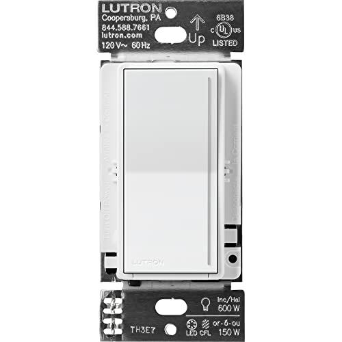 Lutron Sunnata Touch Dimmer Switch with Wallplate with LED+ Advanced Technology, for LED and Incandescent, 3 Way/Multi Location, STCL-153MW-WH, White