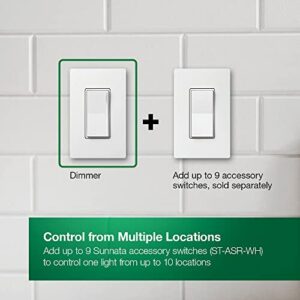 Lutron Sunnata Touch Dimmer Switch with Wallplate with LED+ Advanced Technology, for LED and Incandescent, 3 Way/Multi Location, STCL-153MW-WH, White