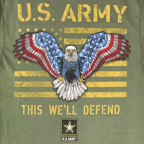 Armed Forces Gear Men's US Army Stars and Stripes T-Shirt- Official Licensed United States Army Shirts for Men (OD Green, Large)