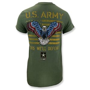 Armed Forces Gear Men's US Army Stars and Stripes T-Shirt- Official Licensed United States Army Shirts for Men (OD Green, Large)