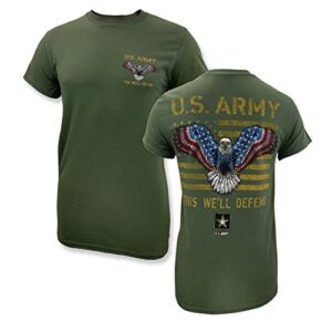 Armed Forces Gear Men's US Army Stars and Stripes T-Shirt- Official Licensed United States Army Shirts for Men (OD Green, Large)