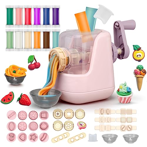 Playdough Set for Toddlers,Playdough Tools,Playdough Noodle Toy with 28 PCS Play Dough Accessories and Play Clay Sets with 12 Colors Dough for 3 4 5 6 Years Old Boys and Girls Birthday Gift