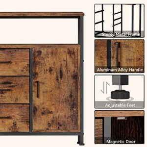 Furnulem Rustic Sideboard Buffet Cabinet with Wide Shelf, 40" Kitchen Cupboard with 3 Drawer, 2 Shelves and Door, Coffee Bar Storage Cabinet for Living Room, Office, Bedroom, Entryway