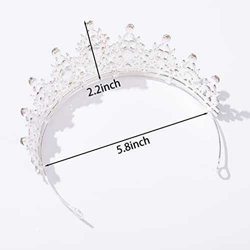 FORSEVEN Crystal Tiaras for Women, Wedding Tiaras and Crowns for Women Tiaras for Girls Birthday Party Princess Crown Hair Accessories Bride Rhinestone Headbands (Silver+Green)