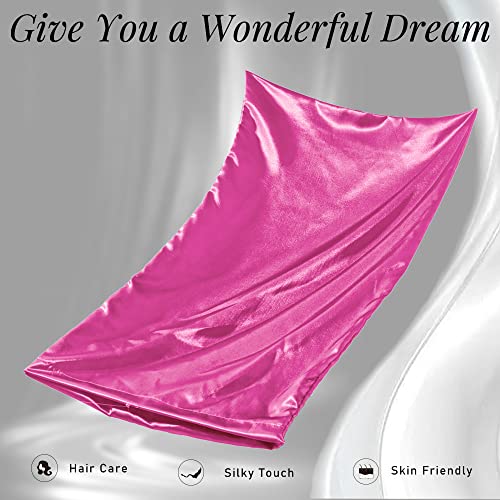 Manyshofu Hot Pink Satin Pillowcase for Hair Protection- 2Pcs Standard Pillow Cases, Luxury & Silky Pillowcases 20x26 Pillow Covers with Envelope Closure