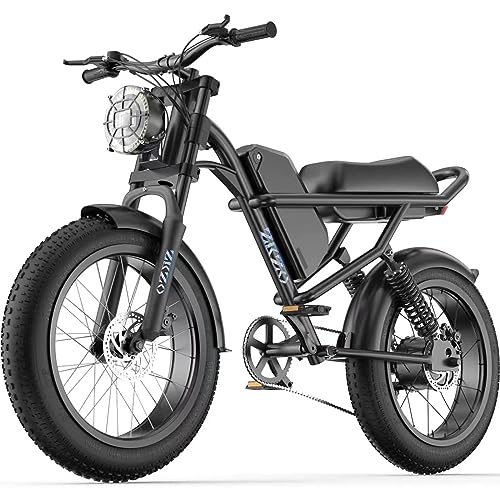 ZBZO Electric Bike Fat Tire Electric Bicycle 20" x 4.0" Ebike for Adults 1000W with Removable 48V Battery,30MPH 7 Speed Shifting, Dual Suspension Commuting Mountain Ebike