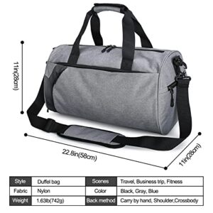 40L Sports Gym Bag, Travel Duffel Bag, Multifunctional Fitness Bag with Wet Pocket & Shoes Compartment for Women & Men (A1.gray, 40L)