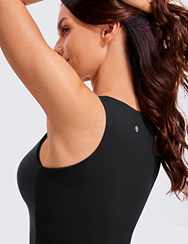 CRZ YOGA Womens Butterluxe Double Lined Cropped Tank Tops High Neck Racerback Tanks Sleeveless Casual Workout Crop Top Black Medium