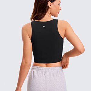 CRZ YOGA Womens Butterluxe Double Lined Cropped Tank Tops High Neck Racerback Tanks Sleeveless Casual Workout Crop Top Black Medium