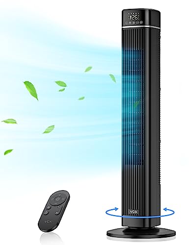 VCK Tower Fan for Bedroom,90° Oscillating Fan with 26ft/s Velocity,40" Cooling Floor Fan with Smart Remote,Touch Control,3 Speeds,4 Modes,12H Timer,Quiet Bladeless Standing Fan for Home,Office