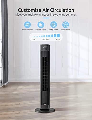 VCK Tower Fan for Bedroom,90° Oscillating Fan with 26ft/s Velocity,40" Cooling Floor Fan with Smart Remote,Touch Control,3 Speeds,4 Modes,12H Timer,Quiet Bladeless Standing Fan for Home,Office