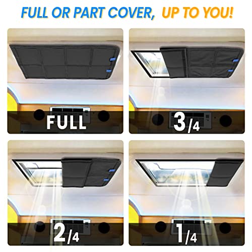 funomo RV Skylight Window Shade, 23 ¼" (L) x 15 ¼" (W), Foldable Magnet RV Blackout Cover, UV Rays Protection Camper Trailer Fan Vent Cover, Waterproof Thickened Oxford Fabric (Black)