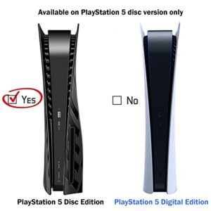 PS5 Cover Plates with Skin Stickers for PS5 Console, Niaycouky Face Plates Black with Hard Shell Protective, PS5 Accessories Plates, Shockproof Anti-Scratch Playstation 5 ABS Cover for Disc Edition