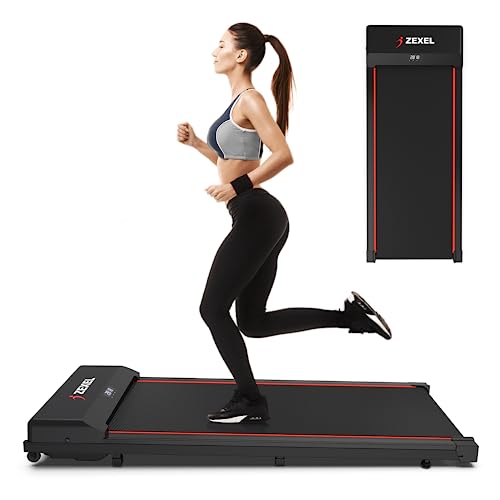 Under Desk Treadmill for Home Office Walking Pad Jogging Running Ultra Flat Slim Under Desk Fitness Workout Remote Control ZEXEL F2200 with Timer