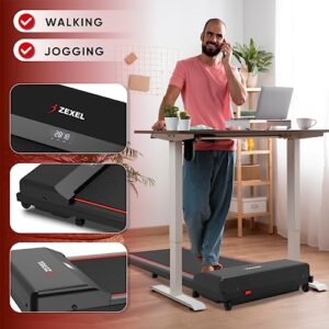 Under Desk Treadmill for Home Office Walking Pad Jogging Running Ultra Flat Slim Under Desk Fitness Workout Remote Control ZEXEL F2200 with Timer