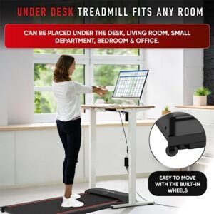 Under Desk Treadmill for Home Office Walking Pad Jogging Running Ultra Flat Slim Under Desk Fitness Workout Remote Control ZEXEL F2200 with Timer