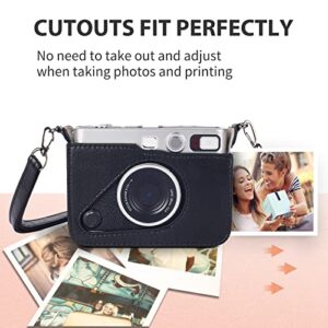 Phetium Protective Case Compatible with Fujifilm Instax Mini EVO Hybrid Instant Camera-PU Leather Bag with Adjustable Shoulder Strap (Black)