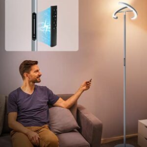 SIBRILLE Floor Lamps for Living Room, Modern Stepless Dimmable Standing Lamp with Remote Control, 20W 3000-6000K LED Rotatable Floor Light Uplighter Stand up Lamp Tall Lamp for Bedroom Office