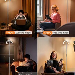 SIBRILLE Floor Lamps for Living Room, Modern Stepless Dimmable Standing Lamp with Remote Control, 20W 3000-6000K LED Rotatable Floor Light Uplighter Stand up Lamp Tall Lamp for Bedroom Office