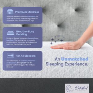 Celestial Sleep Premium Memory Foam Mattress, Bed-in-a-Box, CertiPUR-US, 12 inch Soft - Queen