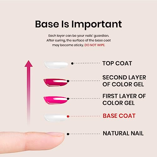 beetles Gel Polish Gel No Wipe Base Coat,15ml for Gel Nail Polish Soak Off Upgraded Formula Long-Lasting DIY Home and Nail Salon