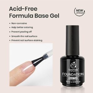 beetles Gel Polish Gel No Wipe Base Coat,15ml for Gel Nail Polish Soak Off Upgraded Formula Long-Lasting DIY Home and Nail Salon