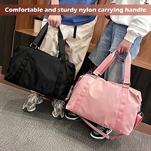 IMCUZUR Weekender Bag for Women and Men, Travel Duffel Bag, Gym Bag, Carry on Overnight Shoulder Bag, Travel Essentials Tote Bag (C-Pink-XL)